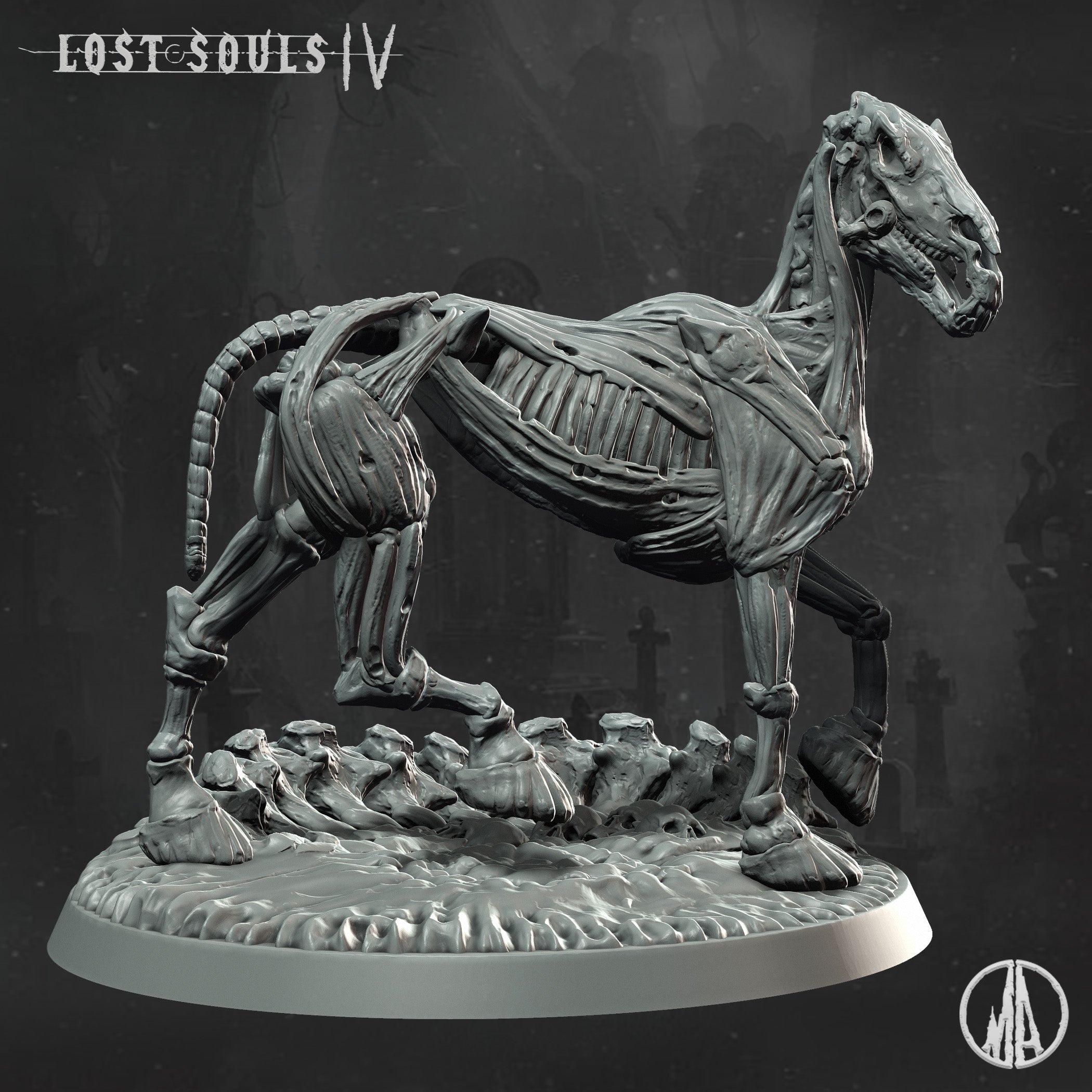 Monolith Arts - Lost Souls IV - Skeleton Horse #2 - DnD/TTRPG Figure/M ...